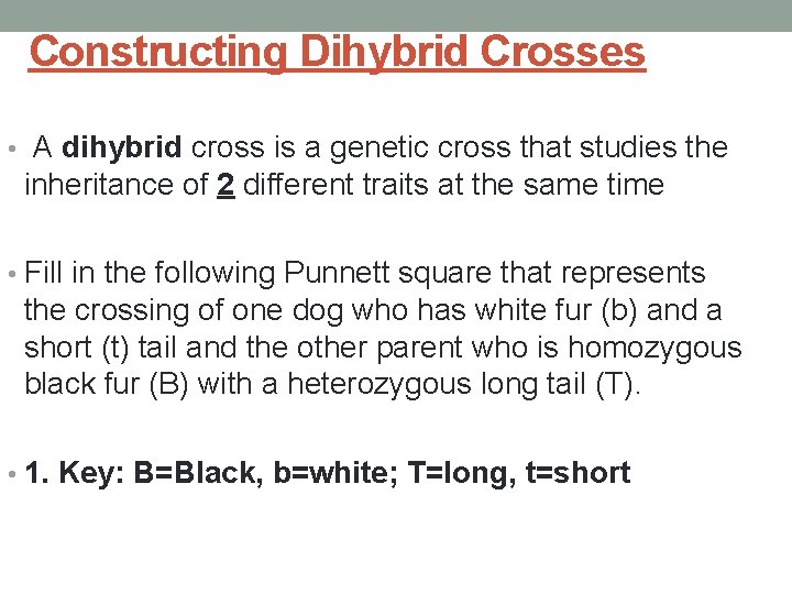 UNIT GENETICS HOW DO DIHYBRID CROSSES SHOW PATTERNS