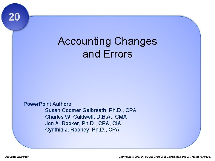 20 Accounting Changes and Errors Power Point Authors