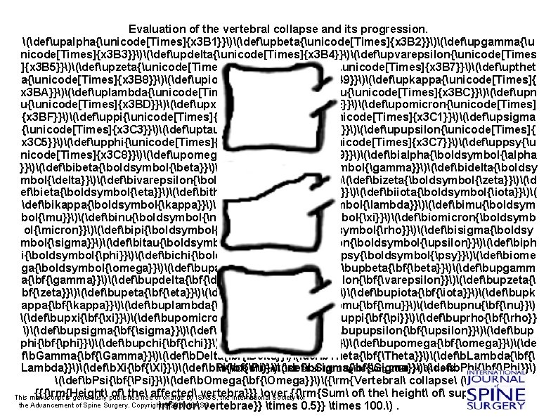 Evaluation of the vertebral collapse and its progression