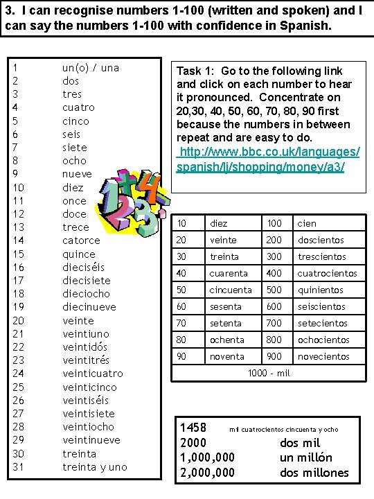 3 I can recognise numbers 1 100 written