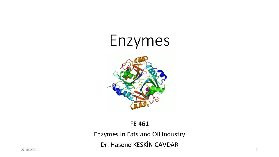 Enzymes 27 10 2021 FE 461 Enzymes in