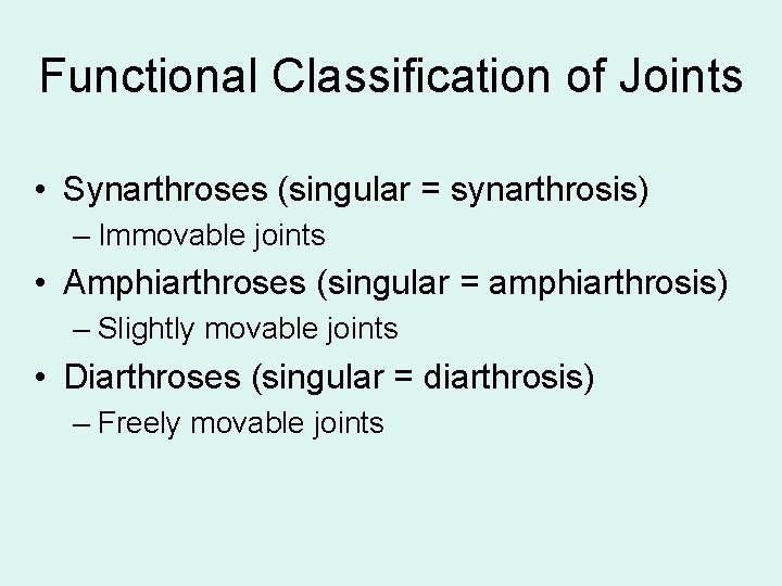 Articulations Chapter 9 Classification Table 9 1 Functional