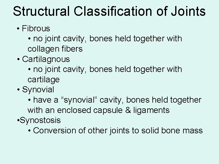 Articulations Chapter 9 Classification Table 9 1 Functional