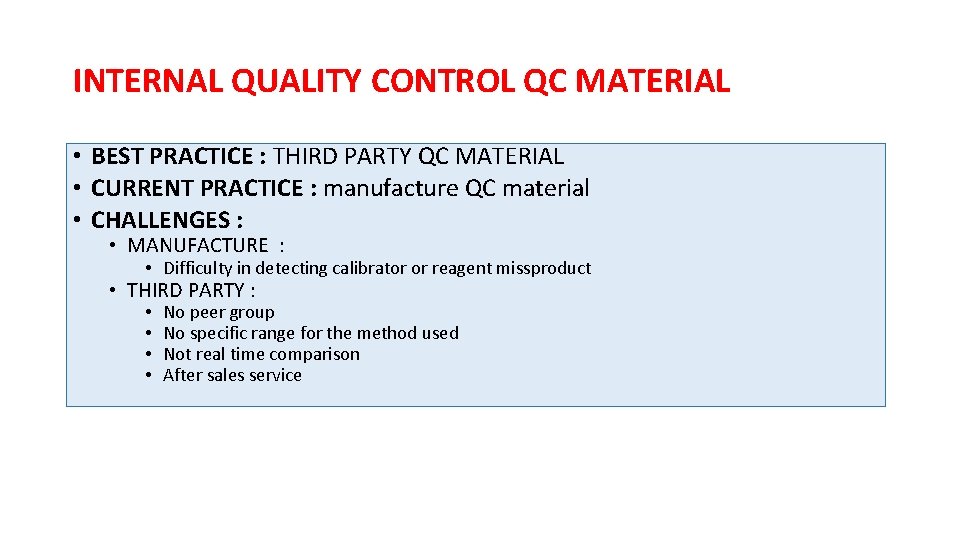 CURRENT SITUATION AND PROBLEM OF IQC AND EQC