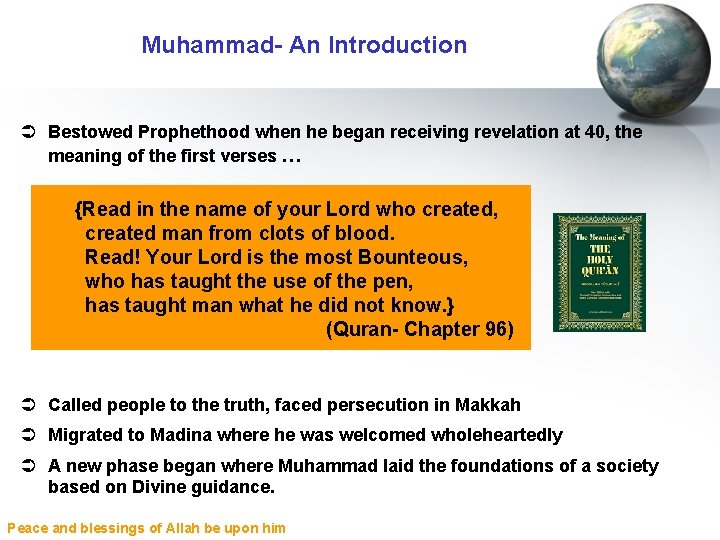 MUHAMMAD Peace and Blessings of Allah Be Upon