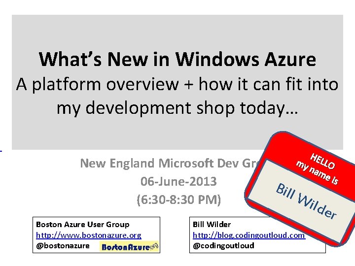Whats New in Windows Azure A platform overview