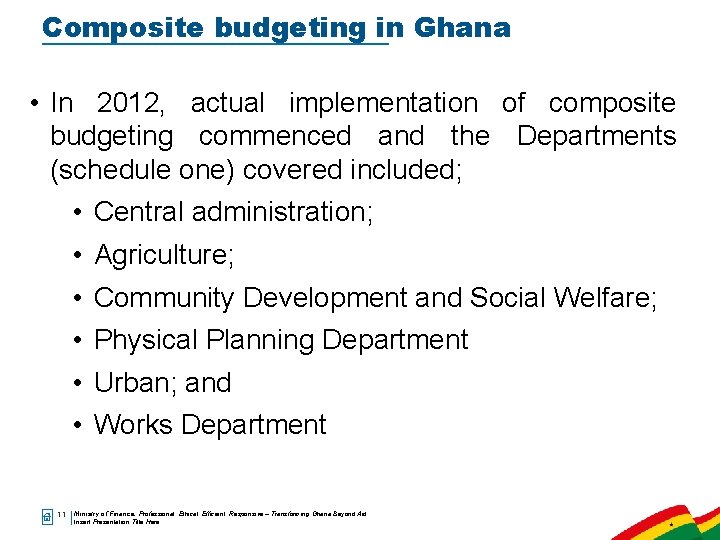BUDGETING PROCESSES AND PROCEDURES IN GHANA COMPOSITE BUDGET