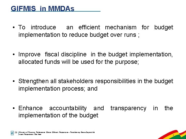 BUDGETING PROCESSES AND PROCEDURES IN GHANA COMPOSITE BUDGET
