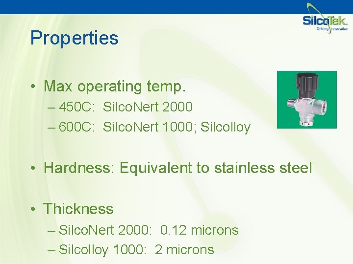 Silco Tek Corporation Coatings for inertness and corrosion