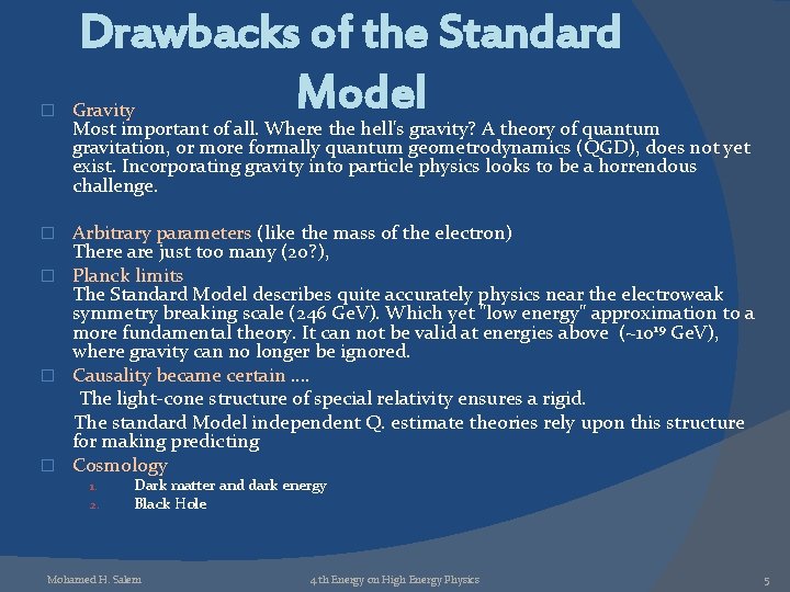 Mohamed H Salem Physicist BEYOND THE STANDARD MODEL