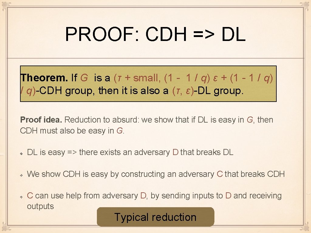 CRYPTOGRAPHIC PROTOCOLS 2015 LECTURE 3 Key Exchange CDH
