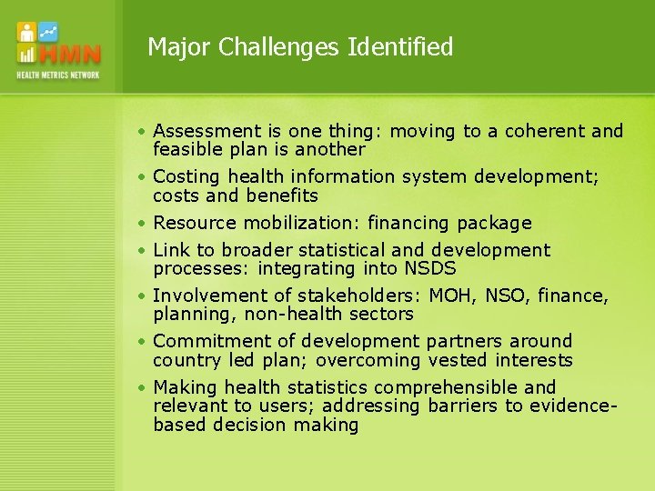 Setting Standards for Health Statistics The HMN Framework