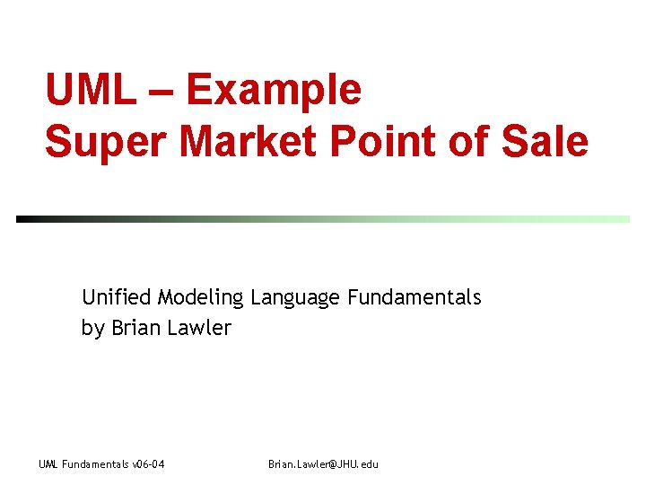 UML Example Super Market Point of Sale Unified