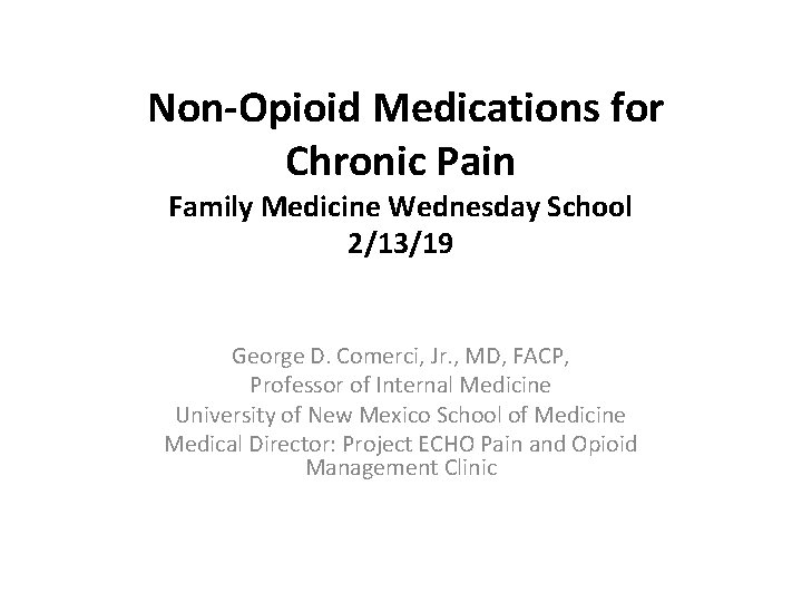 NonOpioid Medications for Chronic Pain Family Medicine Wednesday