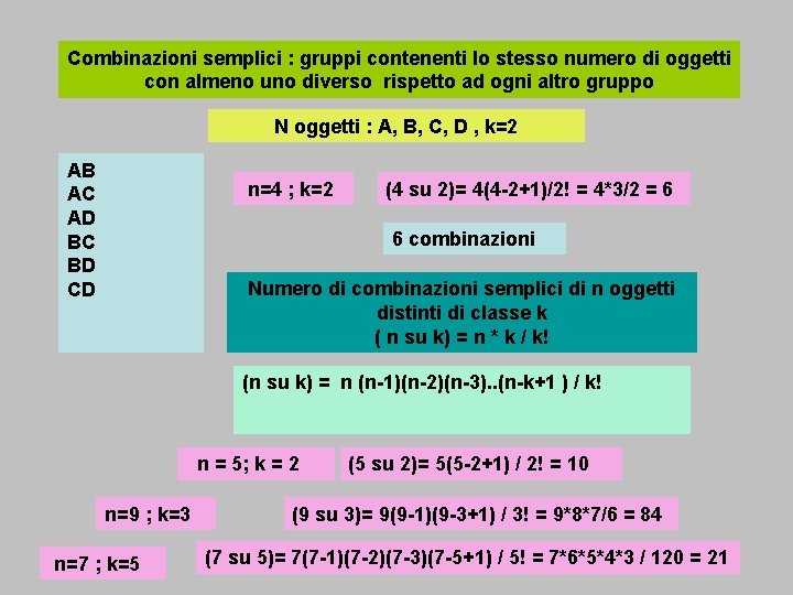 Calcolo combinatorio elementare mediante immagini e poche formule