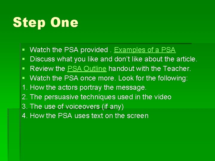 Ecology Public Service Announcement How to get started