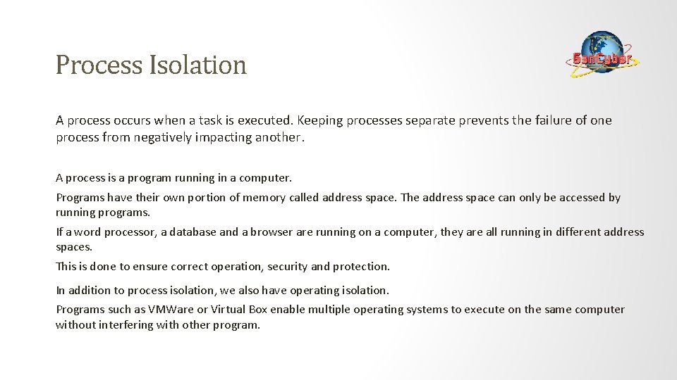 FIRST PRINCIPLES OF CYBERSECURITY Domain Separation Separating areas