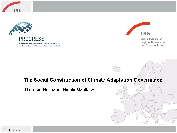 The Social Construction of Climate Adaptation Governance Thorsten