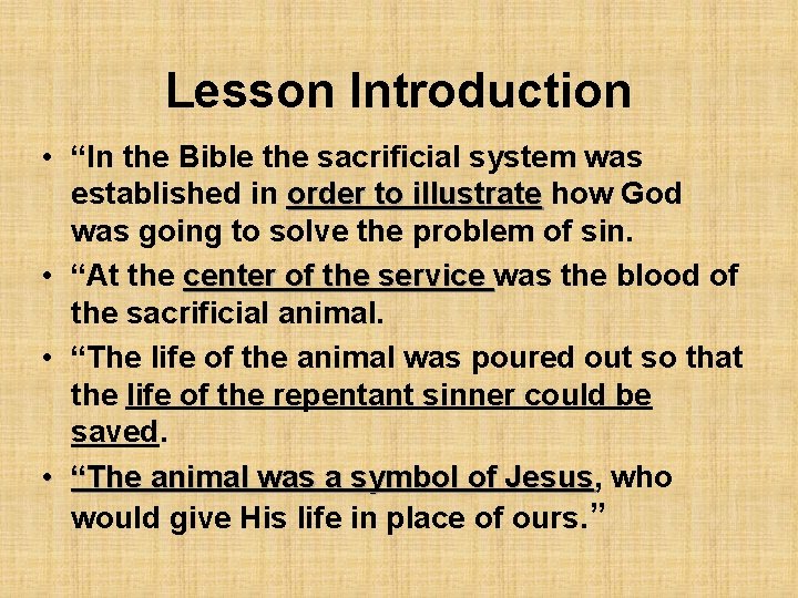 Atonement in Symbols Part 1 Lesson 6 The