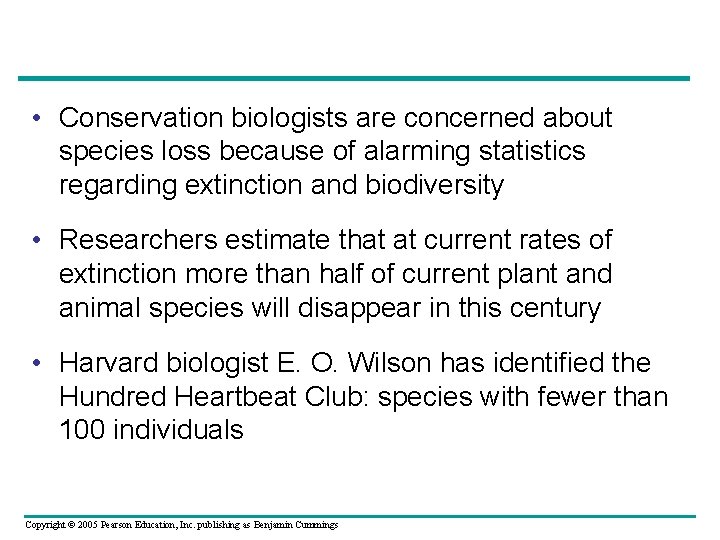 Biology 102 Week 11 Conservation Biology and Restoration