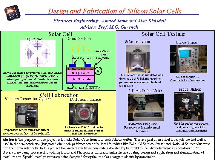 Design and Fabrication of Silicon Solar Cells Electrical