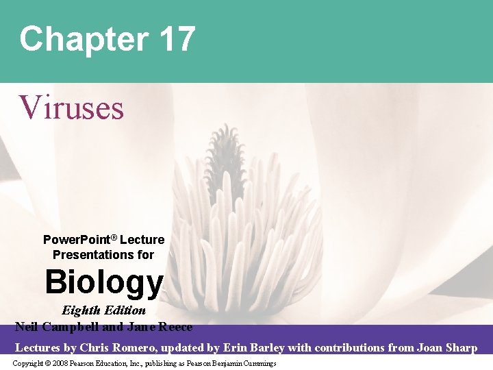 Chapter 17 Viruses Power Point Lecture Presentations for