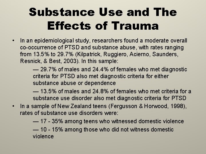 Childhood Trauma Mental Health and Substance Abuse What