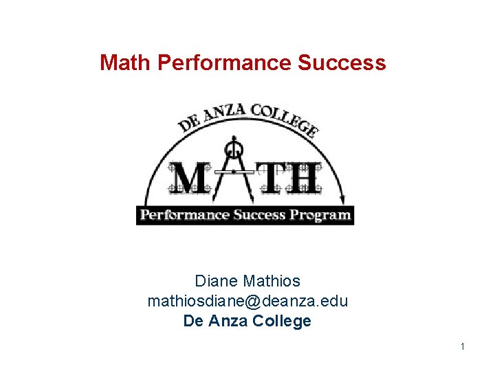 Math Performance Success Diane Mathios mathiosdianedeanza edu De