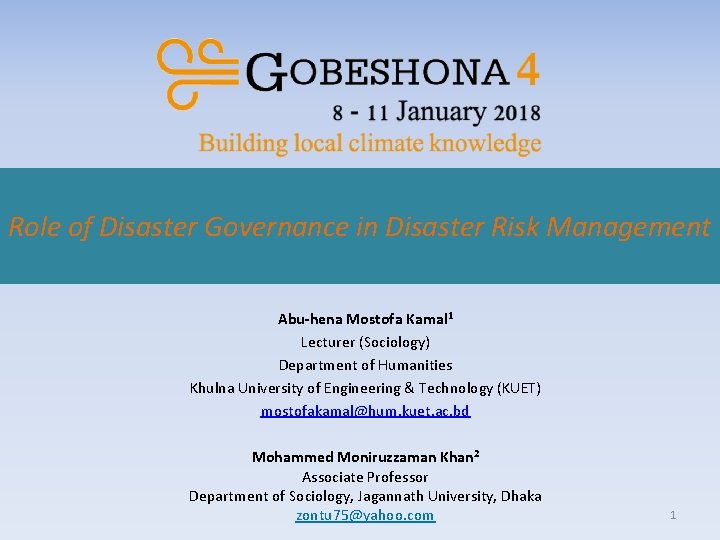 Role of Disaster Governance in Disaster Risk Management