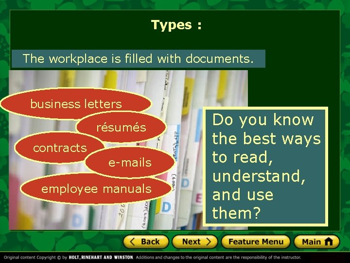 Analyzing Workplace Documents Business Letter Email Message Web