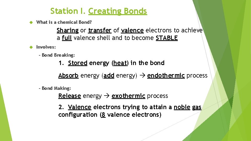Station I Creating Bonds What is a chemical