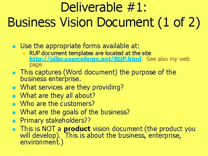 Project Deliverables Deliverable 4 Posted revised 10302007 Version