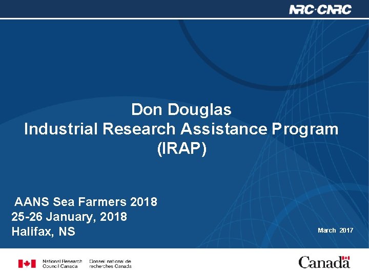 Don Douglas Industrial Research Assistance Program IRAP AANS