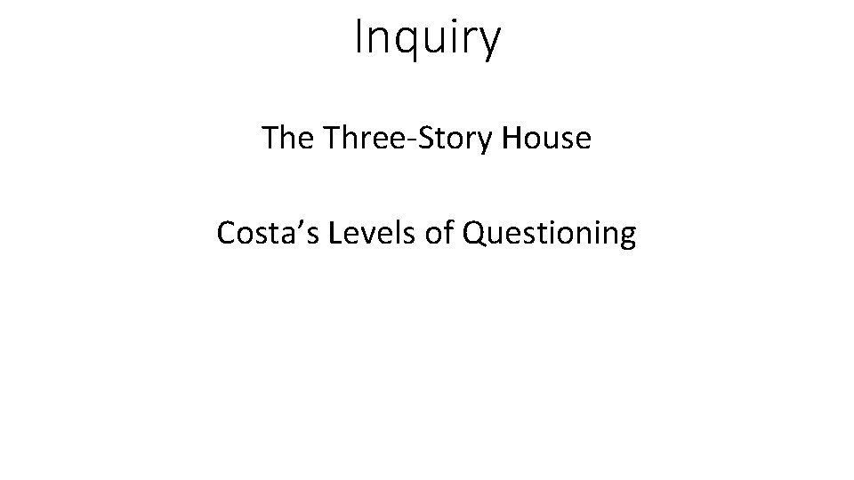 Inquiry The ThreeStory House Costas Levels of Questioning