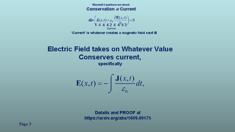 Maxwells Equation Maxwell Equations are about Conservation of
