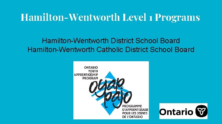 HamiltonWentworth Level 1 Programs HamiltonWentworth District School Board