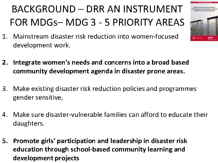 INSTITUTIONAL AND LEGISLATIVE SYSTEMS FOR DISASTER RISK REDUCTION