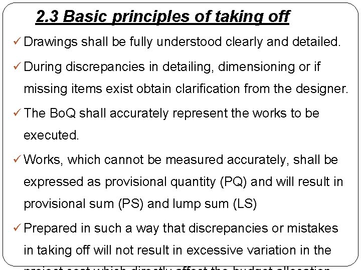 Chapter 2 Quantity Surveying 2 1 Introduction v