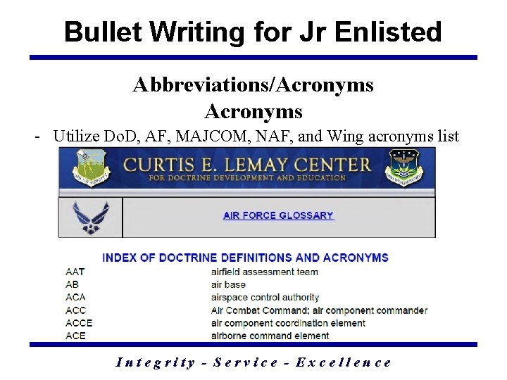 Bullet Writing for Jr Enlisted Presented By Liberty