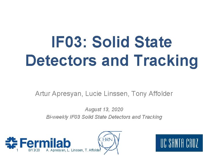 IF 03 Solid State Detectors and Tracking Artur