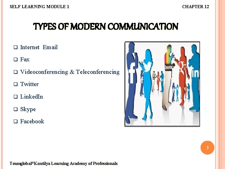SELF LEARNING MODULE 1 CHAPTER 12 MODERN COMMUNICATION