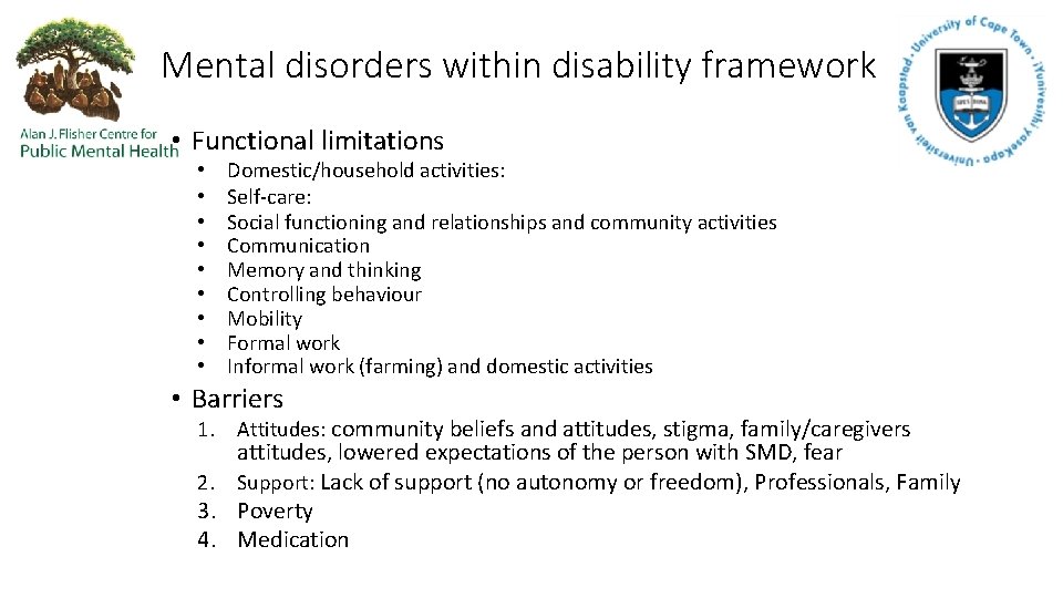 Thinking about mental disorders and psychosocial disability key