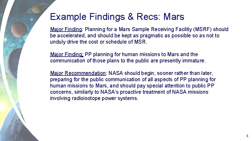 NASA Planetary Protection Independent Review Board PPIRB Summary