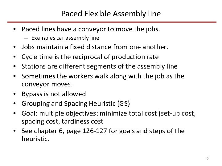 Flexible Assembly line Minimum part set MPS Suppose