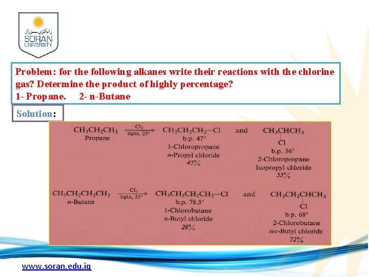Organic and biochemistry q Reaction of the alkane