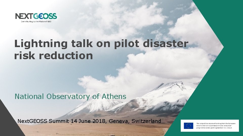 Lightning talk on pilot disaster risk reduction National