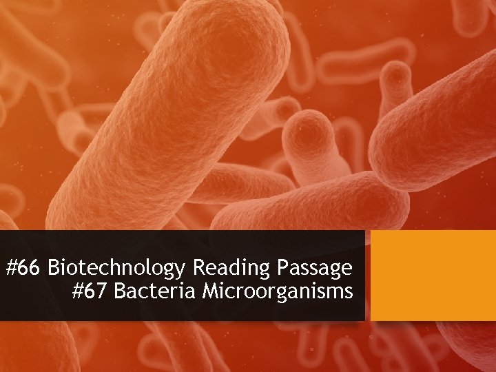 66 Biotechnology Reading Passage 67 Bacteria Microorganisms Warmup