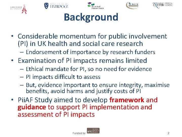 Public involvement in health and social care research