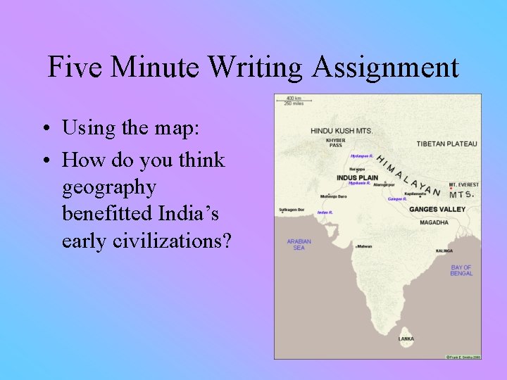 Five Minute Writing Assignment Using the map How