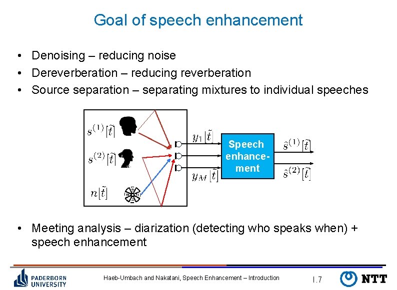 Part I Introduction Tomohiro Nakatani Speech recording from